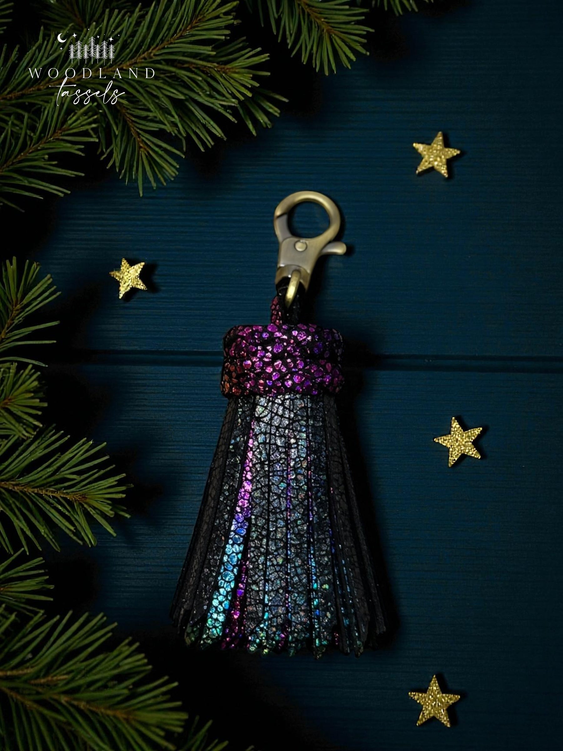 Dark Rainbow Leather Tassel – Woodland Tassels